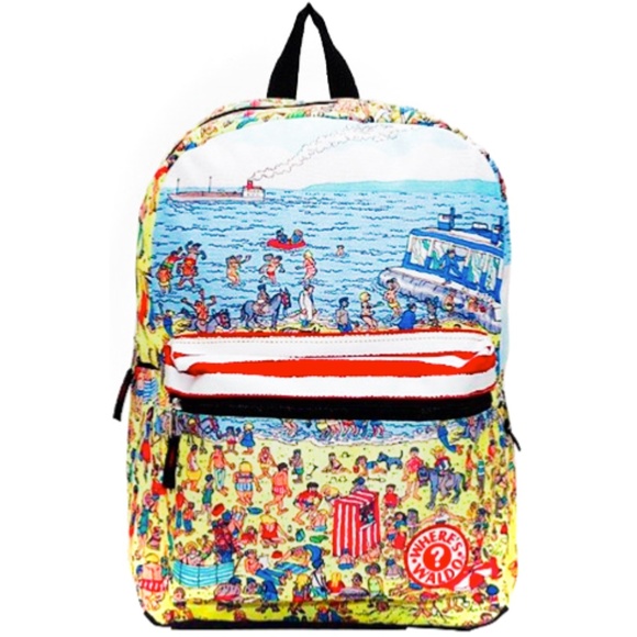 Bags | Wheres Waldo Limited Edition Vintage Beach Scene Backpack Nwt ...